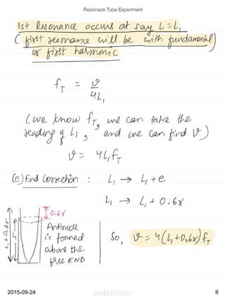 Resonance Column Experiment to find the speed of sound | PDF