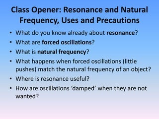 Resonance and natural frequency, uses and precautions nis | PPTX ...