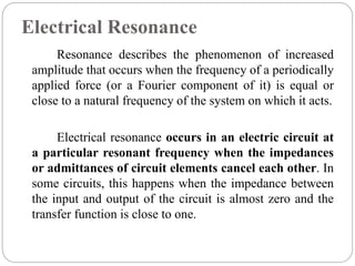 Resonance in electrical circuits – series resonance | PPT