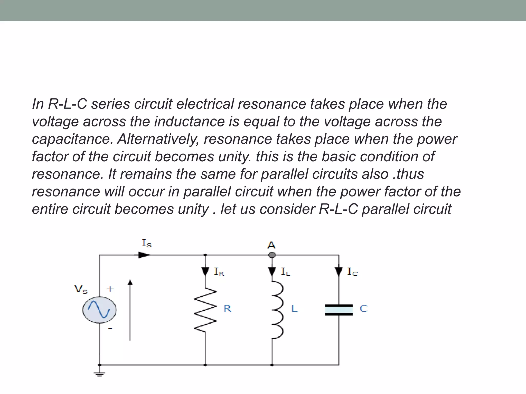Resonance in R-L-C circuit | PPTX