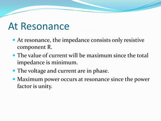 Resonance in series and parallel circuits | PPTX