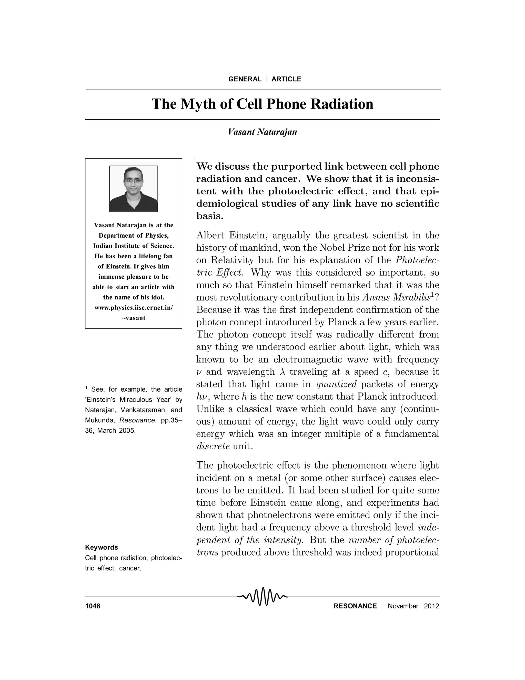 The Myth of Cell Phone Radiation | PDF