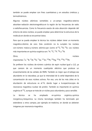 Resonancia magnetica nuclear c13 y h1 | DOCX