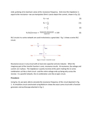 Resonant Response of RLC Circuits | DOCX