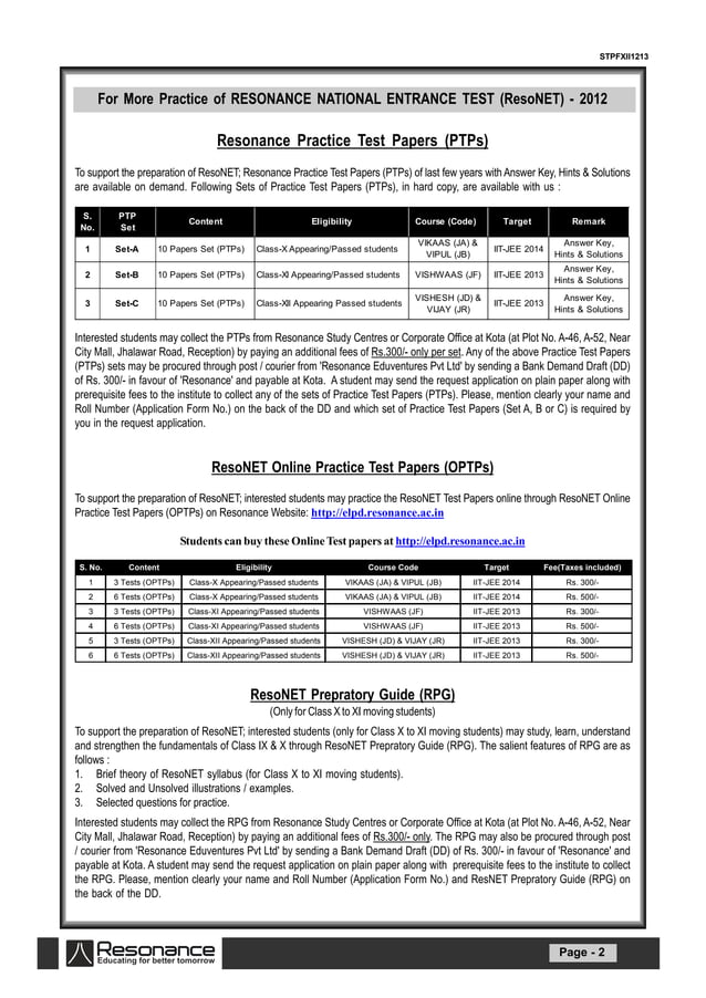 Reso net 2012_sample_test_paper | PDF