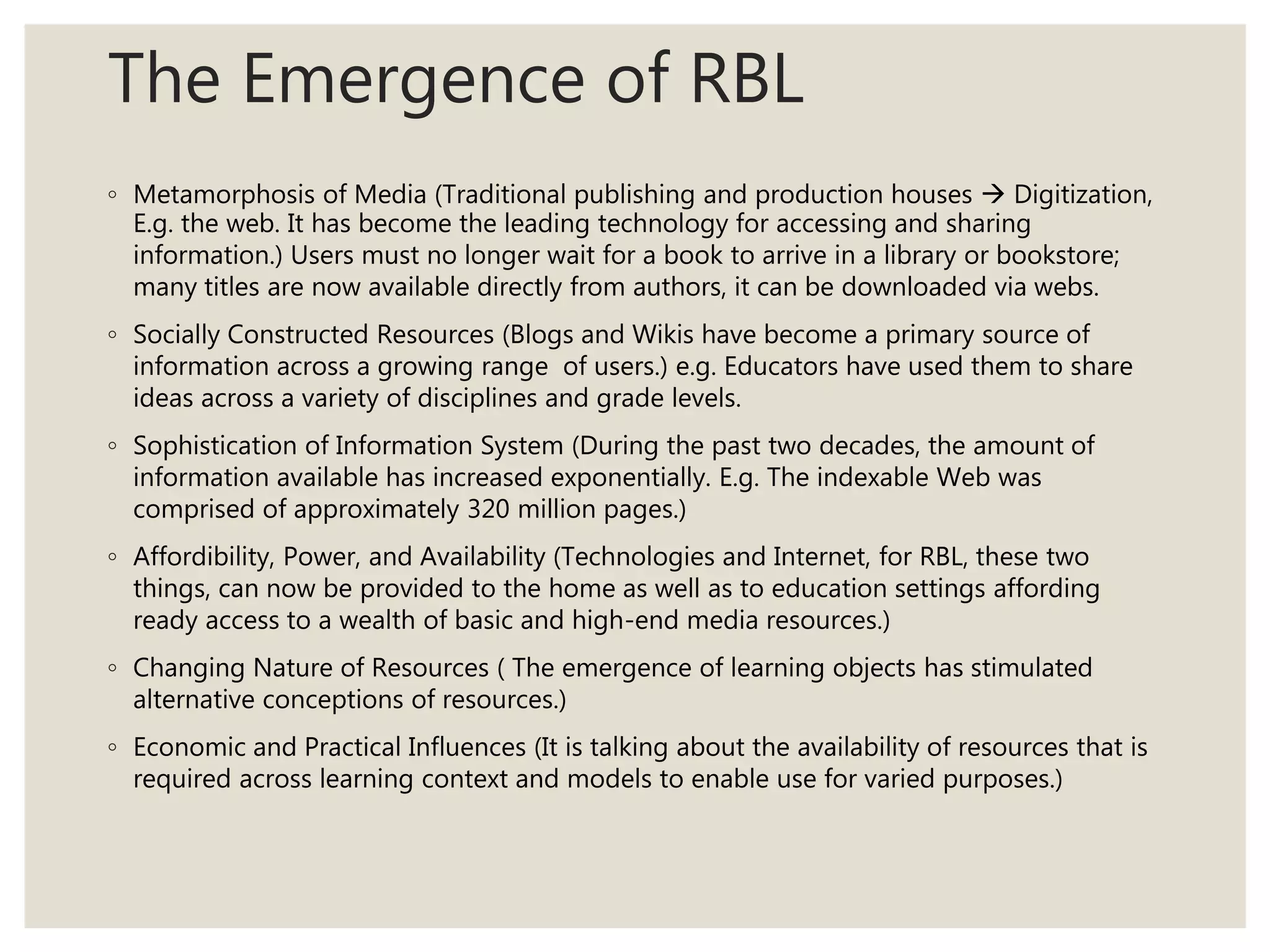 Resource based learning 2 | PPTX | Education