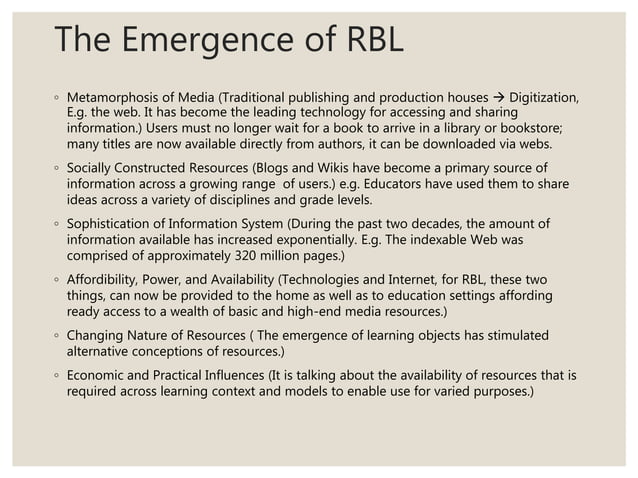 Resource based learning 2 | PPTX | Education