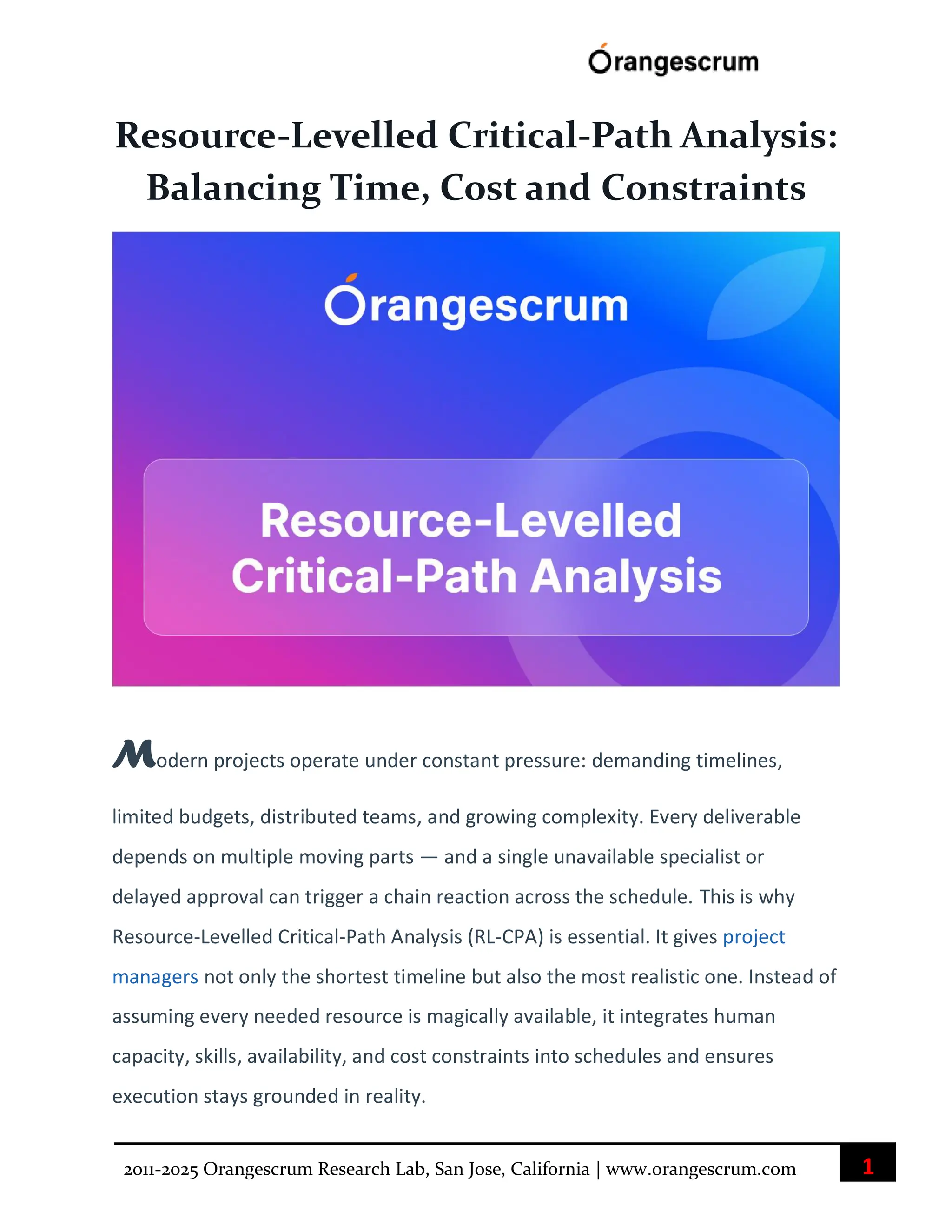 Resource-Levelled Critical-Path Analysis Balancing Time, Cost and ...