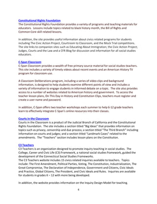 Resource List for Civics Teachers | PDF