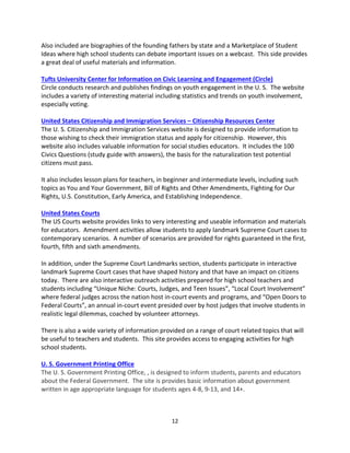 Resource List for Civics Teachers | PDF