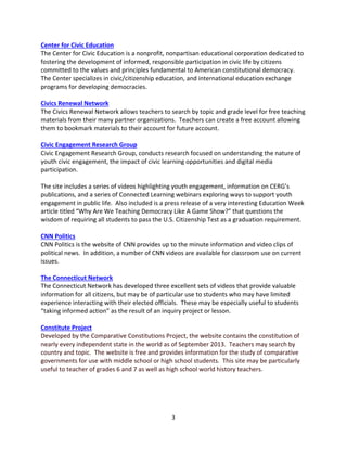 Resource List for Civics Teachers | PDF