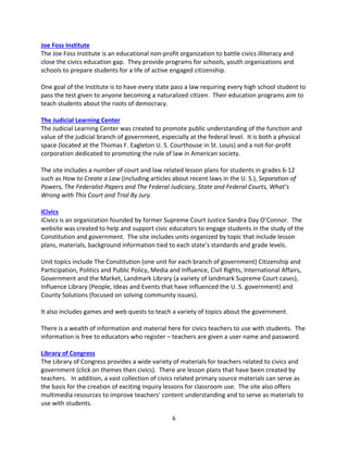 Resource List for Civics Teachers | PDF