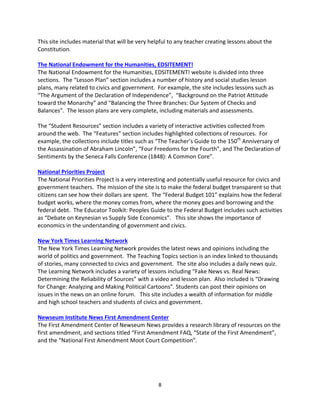 Resource List for Civics Teachers | PDF