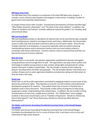 Resource List for Civics Teachers | PDF