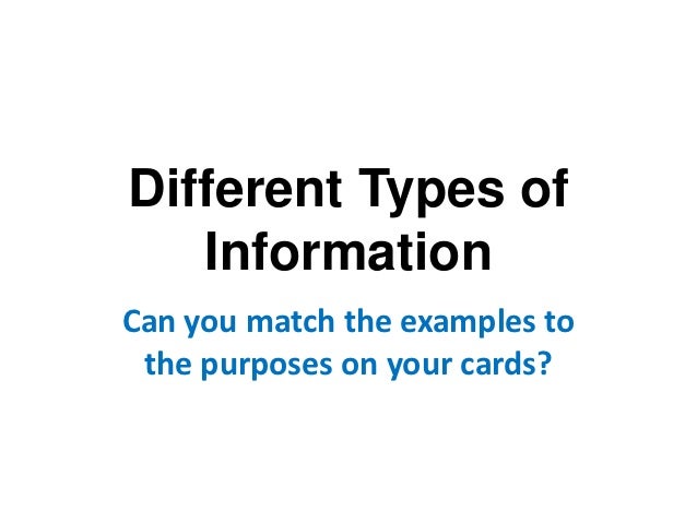 Resource 1d - Different Types of Information