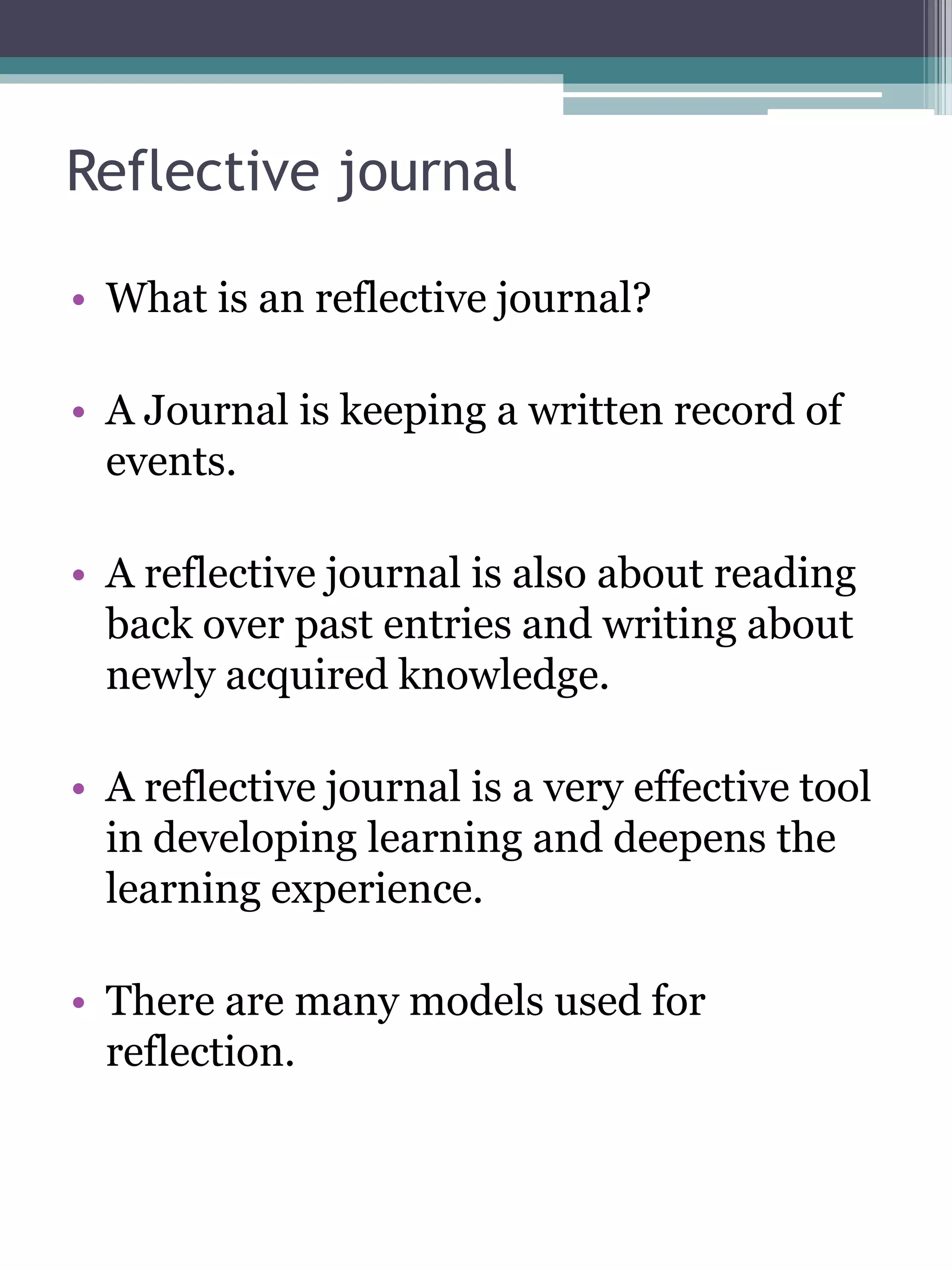 Resource 1 reflective journals | PPTX