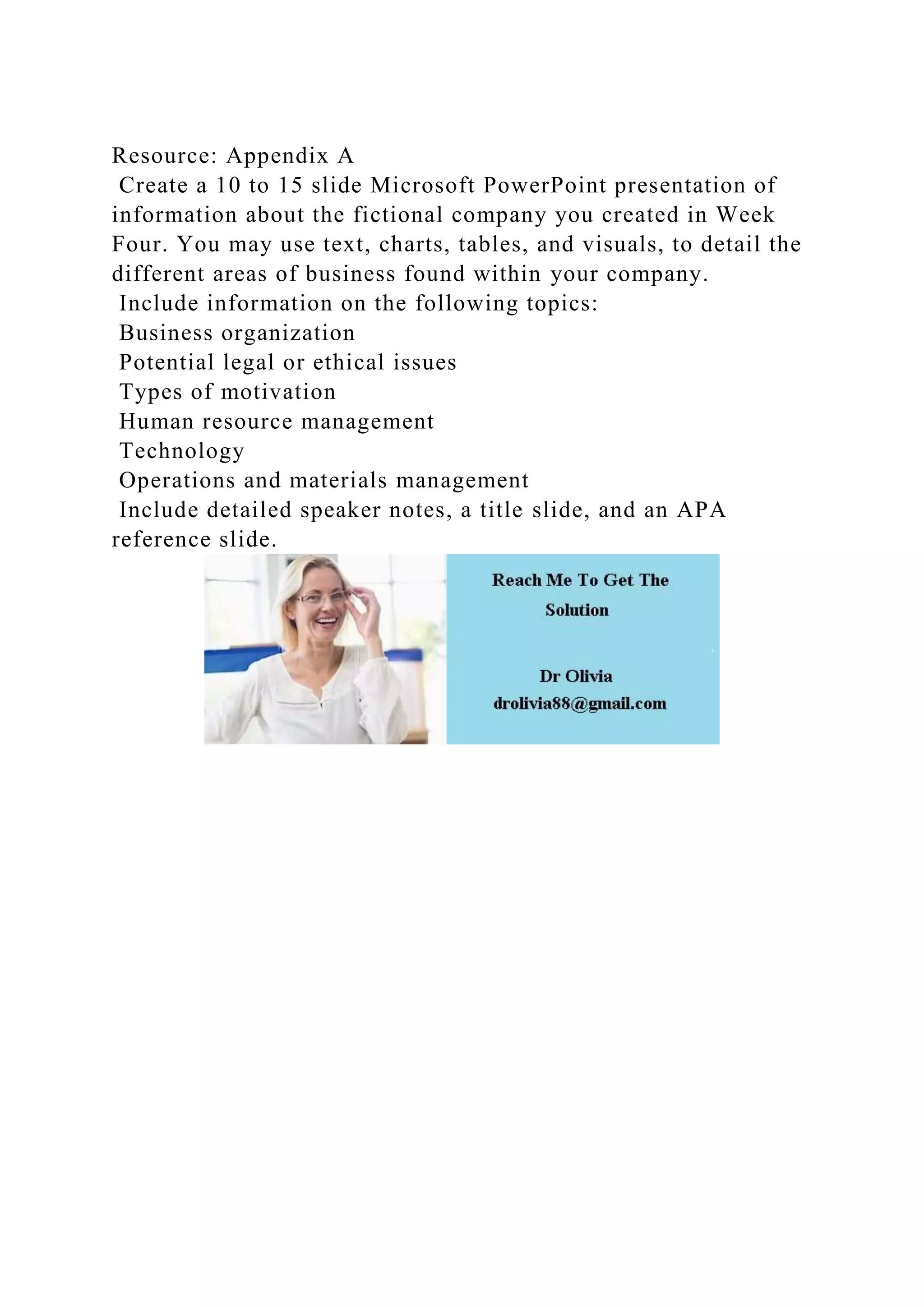 Resource Appendix A Create a 10 to 15 slide Microsoft PowerPoint .docx