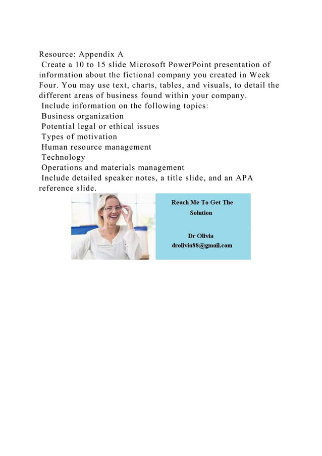 Resource Appendix A Create a 10 to 15 slide Microsoft PowerPoint .docx