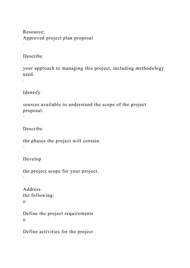 Resource Approved project plan proposal·Describeyour ap.docx | Homework and Study | Education