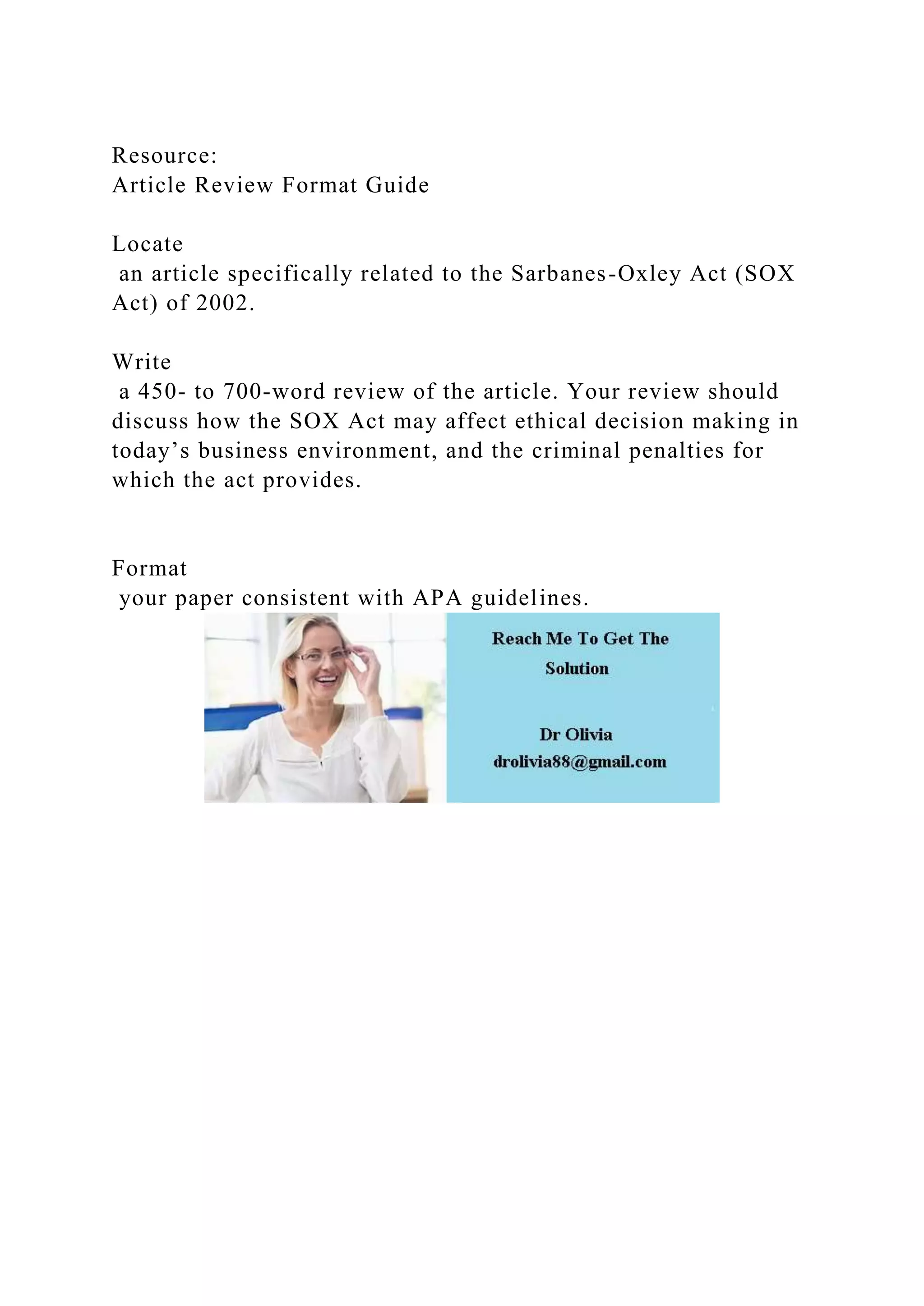 Resource Article Review Format GuideLocate an article speci.docx