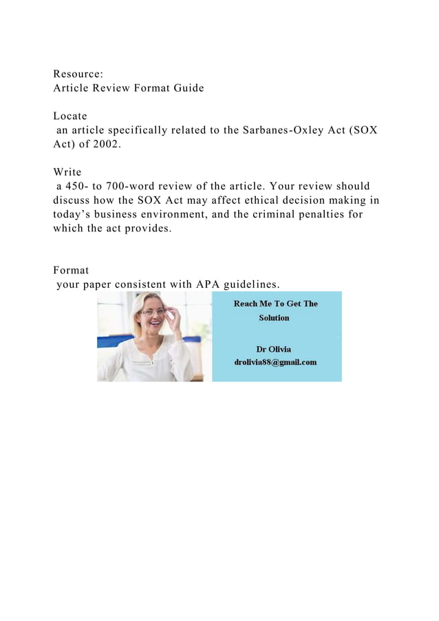 Resource Article Review Format GuideLocate an article speci.docx