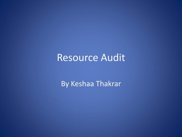 Resource audit | PPT