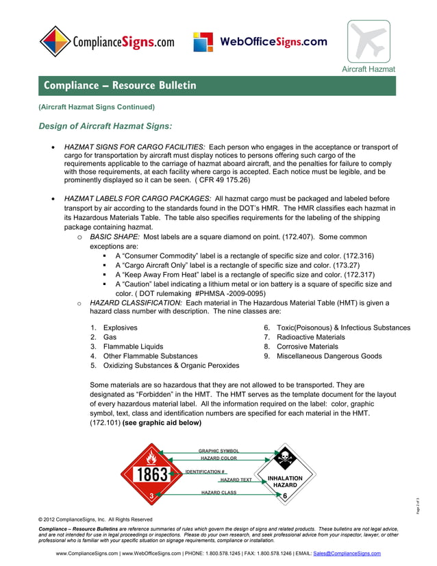 Aircraft Hazmat Signage Resources | PDF