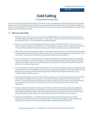 Cold Calling in the Job Search | PDF
