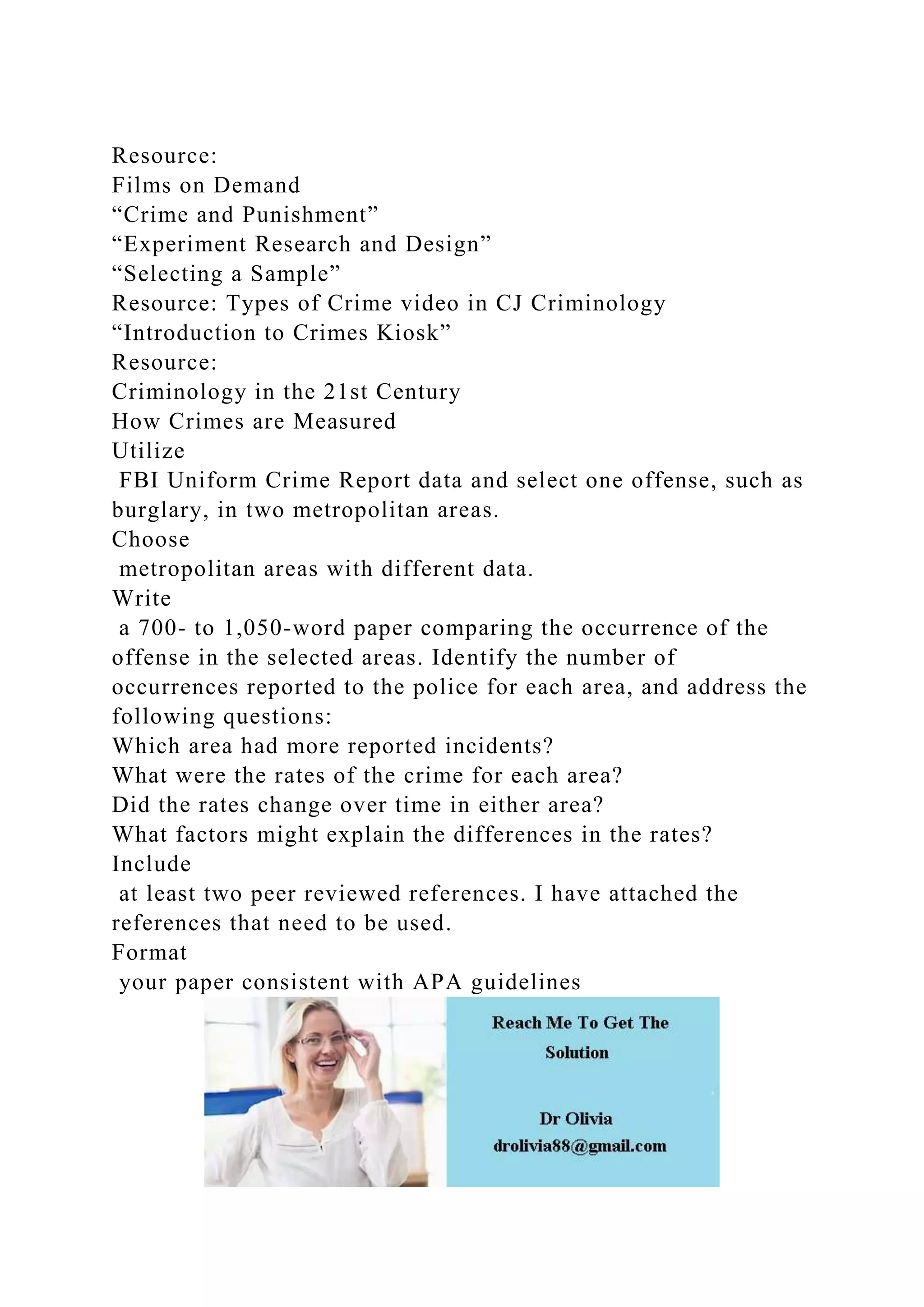 Resource Films on DemandCrime and Punishment”Experiment Res.docx