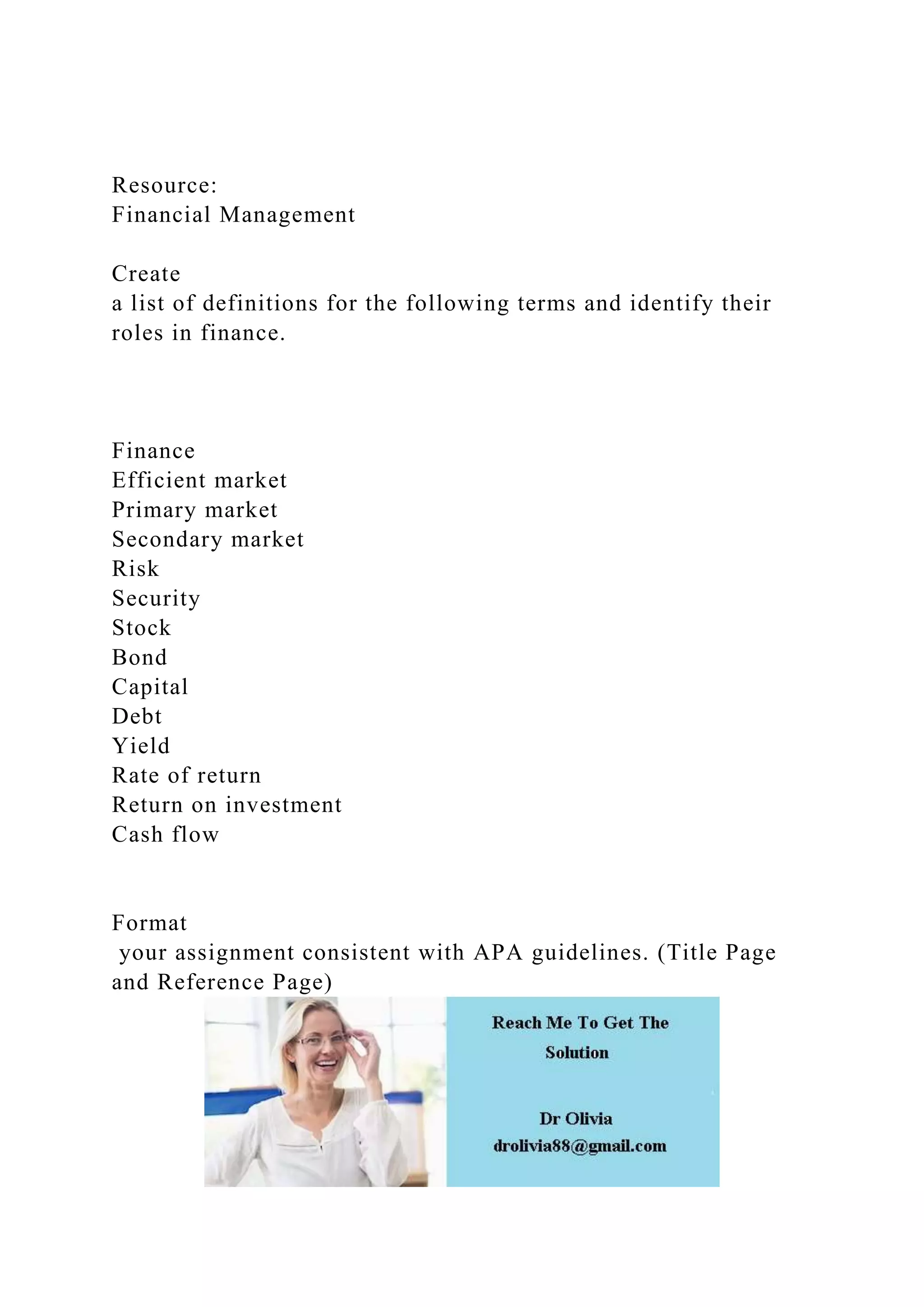 ResourceFinancial Management Create a list of definitions.docx
