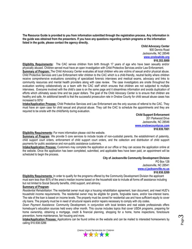 Onslow County Resource Guide | PDF | Daycare and Pre-School | Parenting