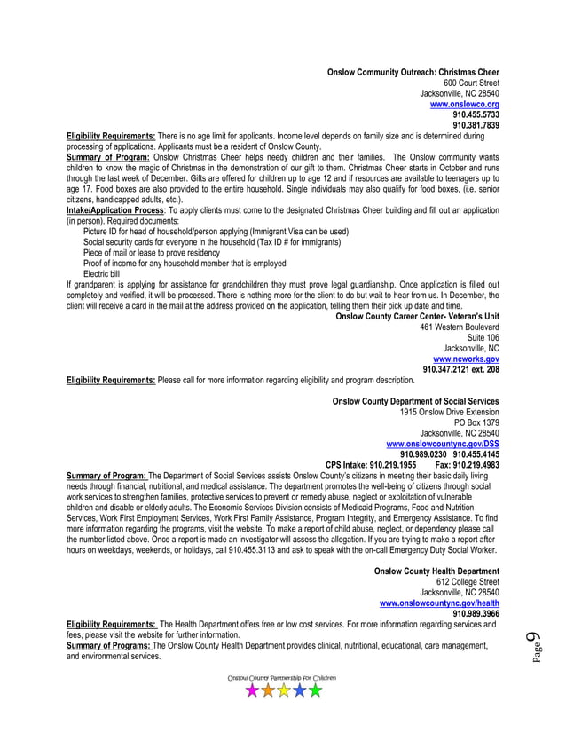 Onslow County Resource Guide | PDF | Daycare and Pre-School | Parenting