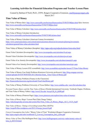 Learning Activities for Financial Education Programs | PDF