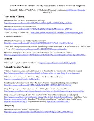 Resource List-Next Gen PF Financial Education Resources | PDF