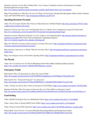 Resource List-Next Gen PF Financial Education Resources | PDF