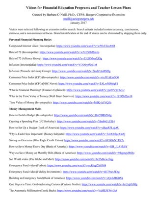 Resource List: Personal Finance Videos | PDF
