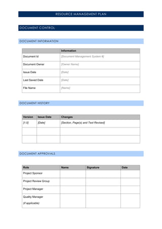 Resource management plan | PDF | Business | Business and Finance