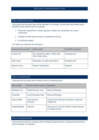 Resource management plan | PDF | Business | Business and Finance