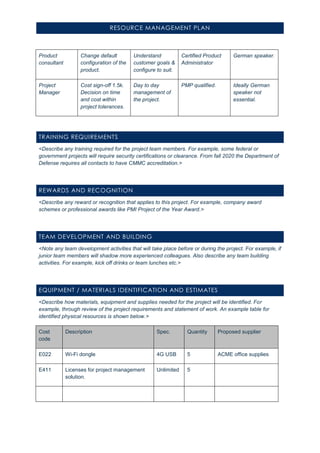 Resource management plan | PDF | Business | Business and Finance