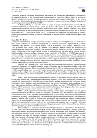 Resource management strategies and learners academic performance in national examinations in ...