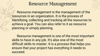 Resource Management Theory or Principle.pptx | Civil Engineering ...
