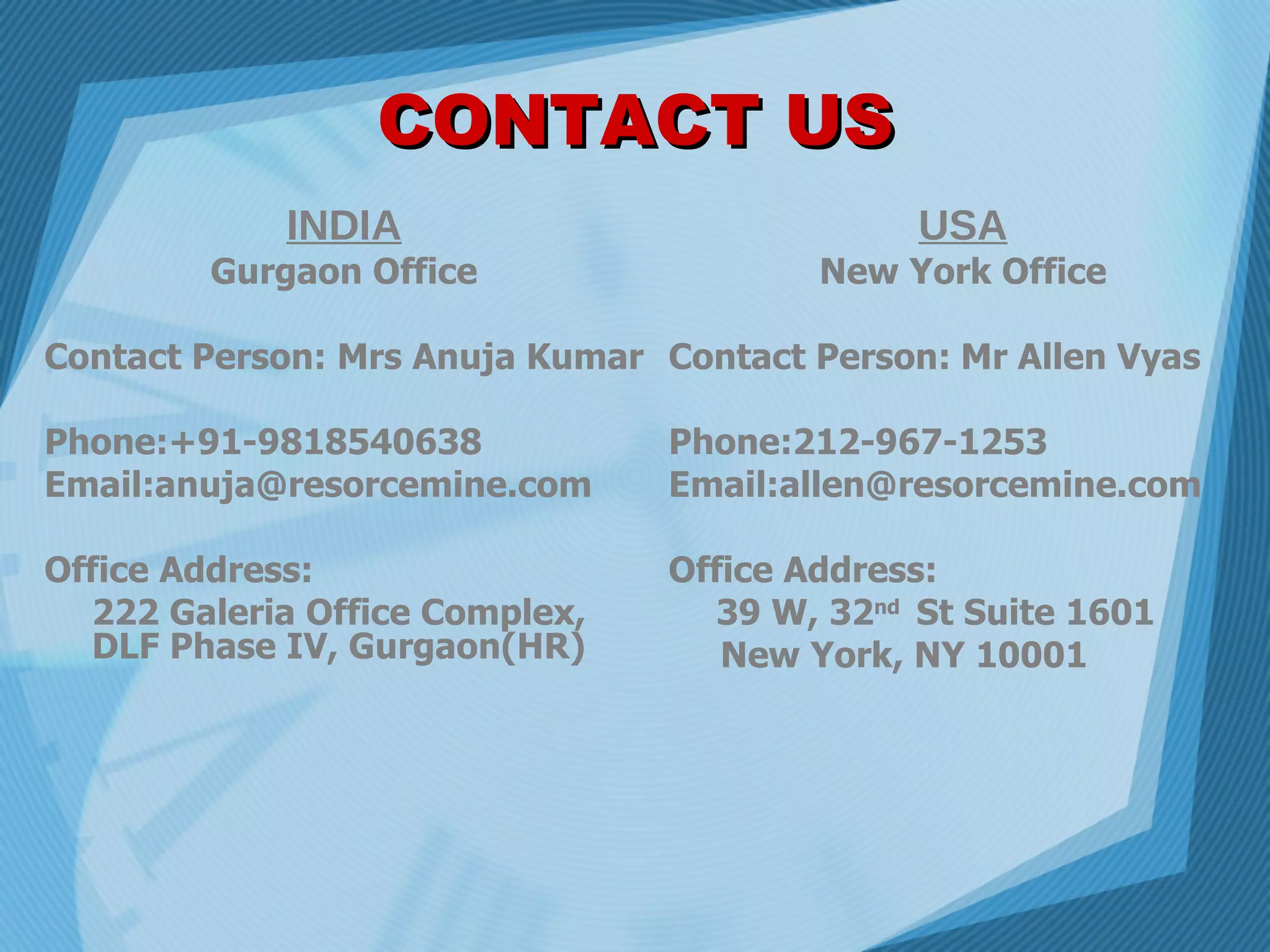 Resource Mine Presentation | PPT