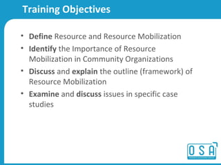Resource mobilization (osa) | PPT | Business | Business and Finance