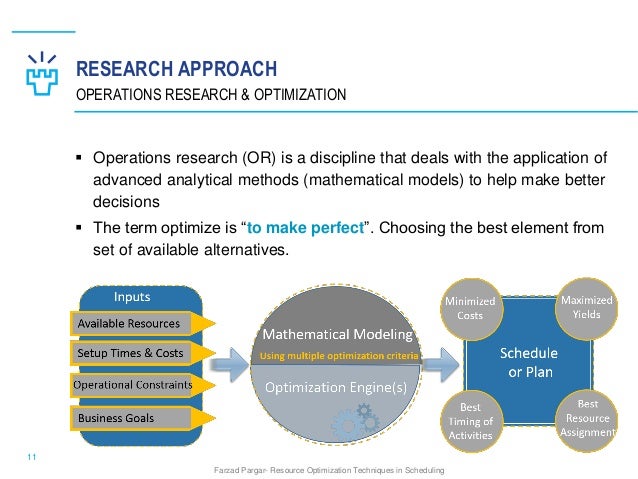 Resource optimization techniques in scheduling- Farzad Pargar
