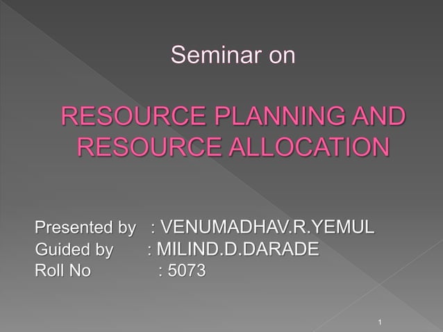 Resource planning and resource allocation | PPT