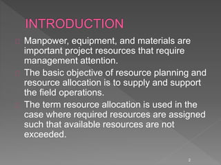 Resource planning and resource allocation | PPTX