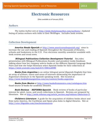Resources: Serving Spanish-Speaking Populations | PDF