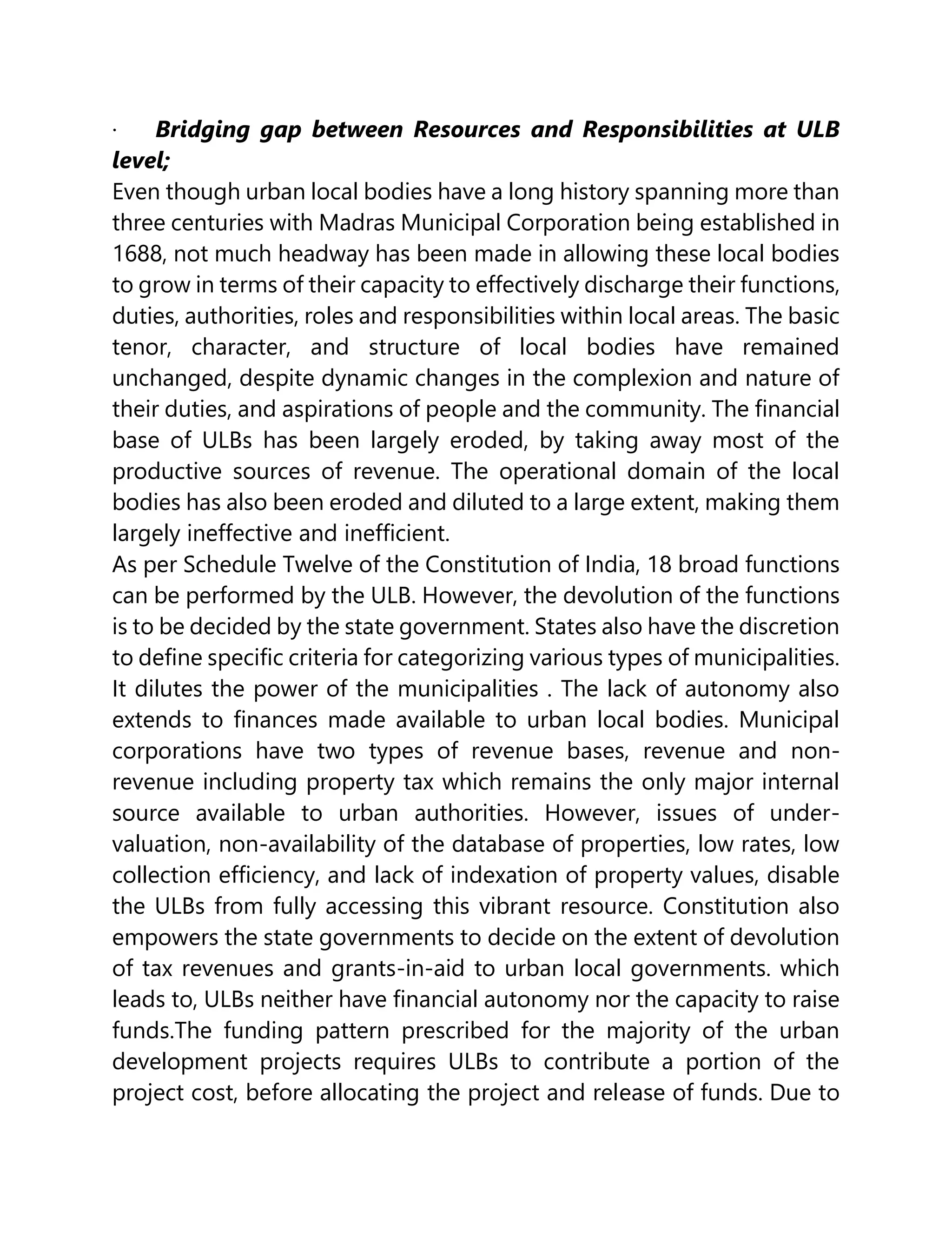 Bridging gap between resources and responsibilities at Local level. | DOCX