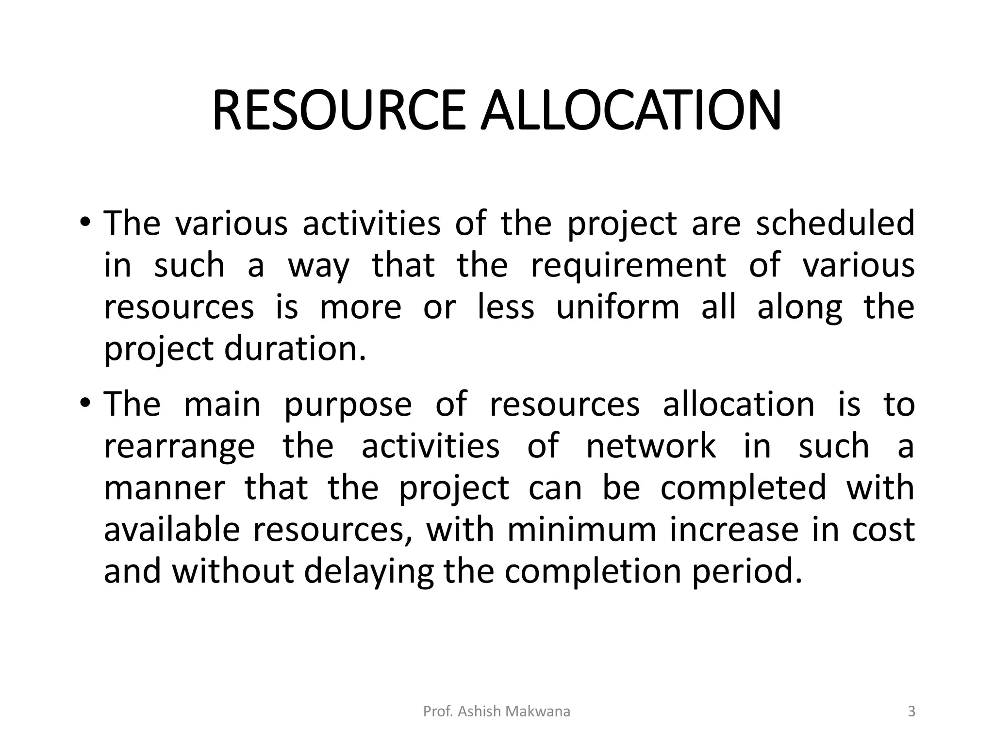 Resources allocation and resources scheduling_Construction Management | PDF
