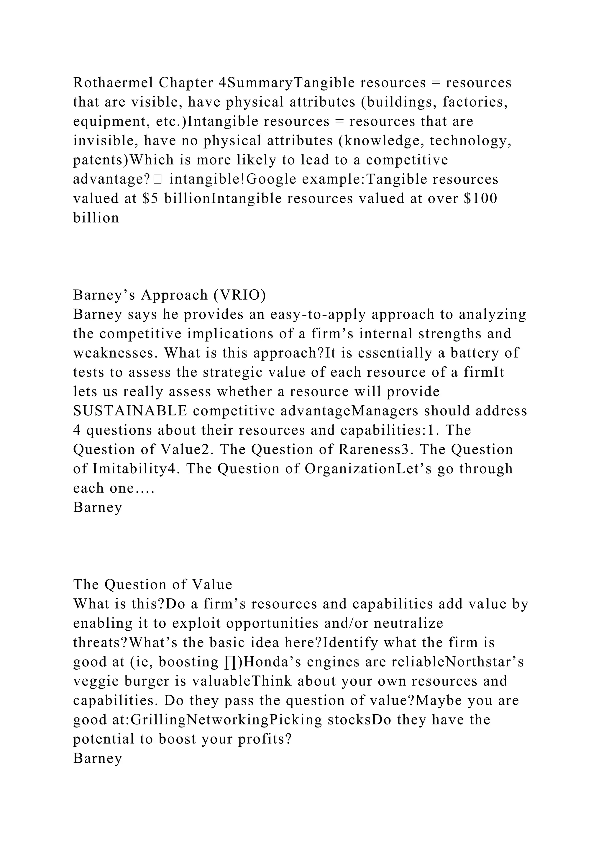 Resources and CapabilitiesThe RBV and the VRIO Framework.docx